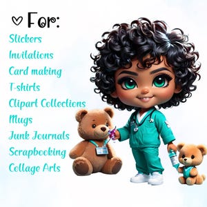 21 Nurse Chibi Character Clipart - Medical Staff PNG Bundle, Healthcare ...