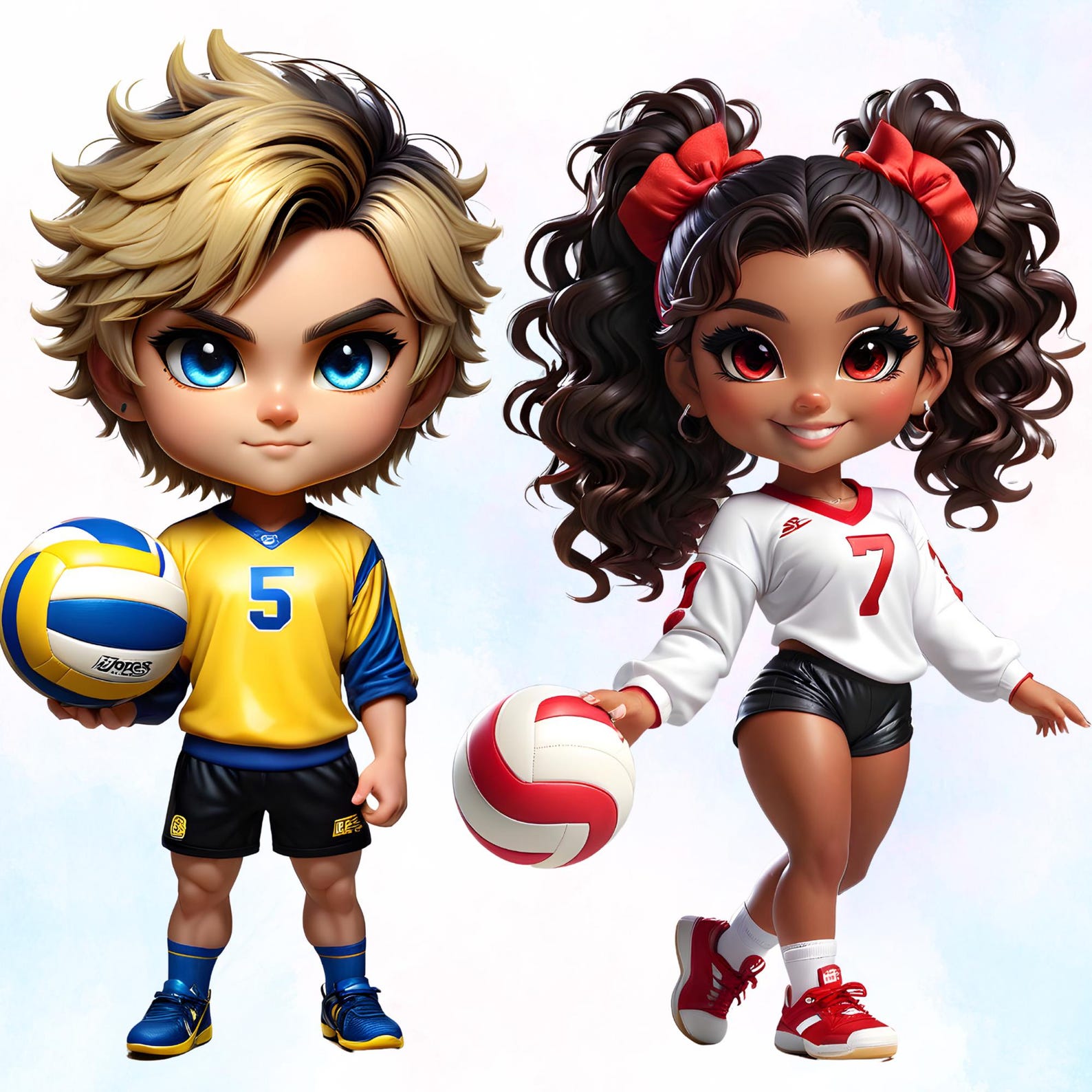 32 Volleyball Chibi Characters PNG – Cute Volleyball Player Clipart ...