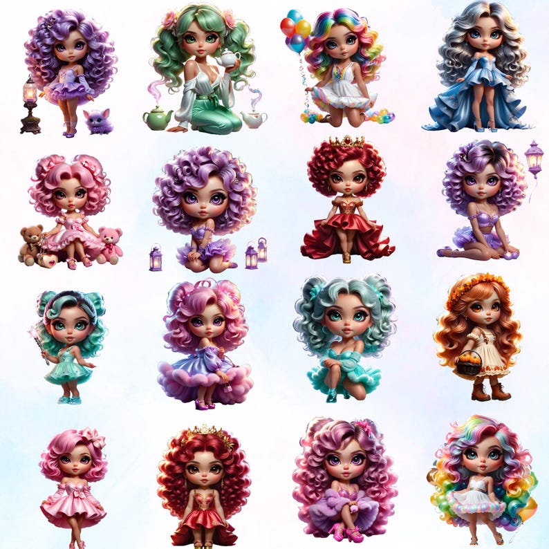 600 PNG Chibi Doll Mega Bundle - Chibi Girls Clipart (digital Download ...