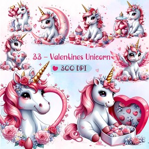33 Valentine Baby Unicorn PNG Bundle – Valentines Day PNG -high-quality ...