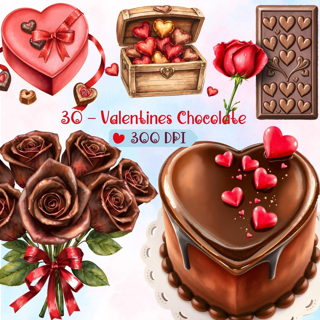 30 Valentine's Day Chocolate & Sweets PNG Bundle – Valentines Chocolate ...