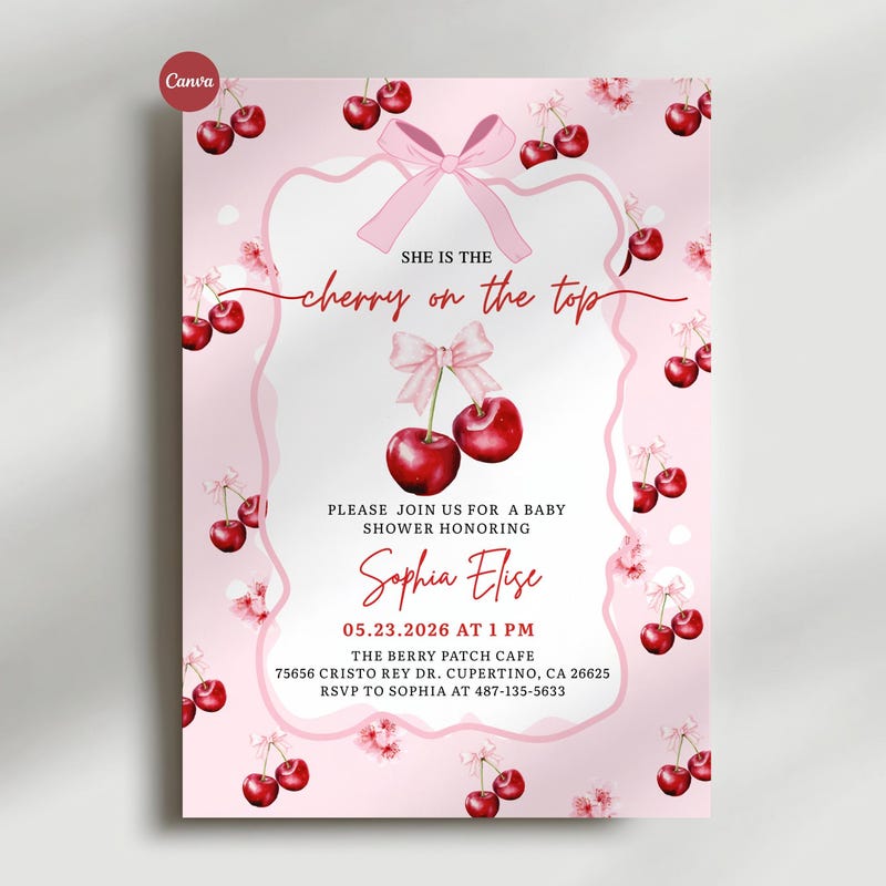 Cherry Invite Editable - Etsy UK