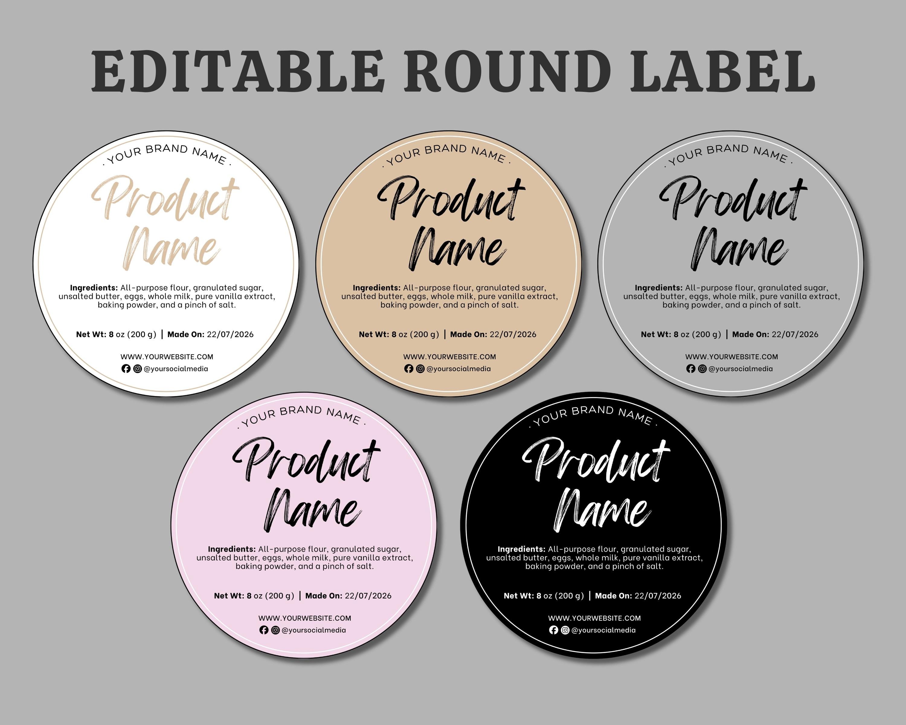 Printable Round Label, Canning Lid Label, Homemade Labels, Circle ...