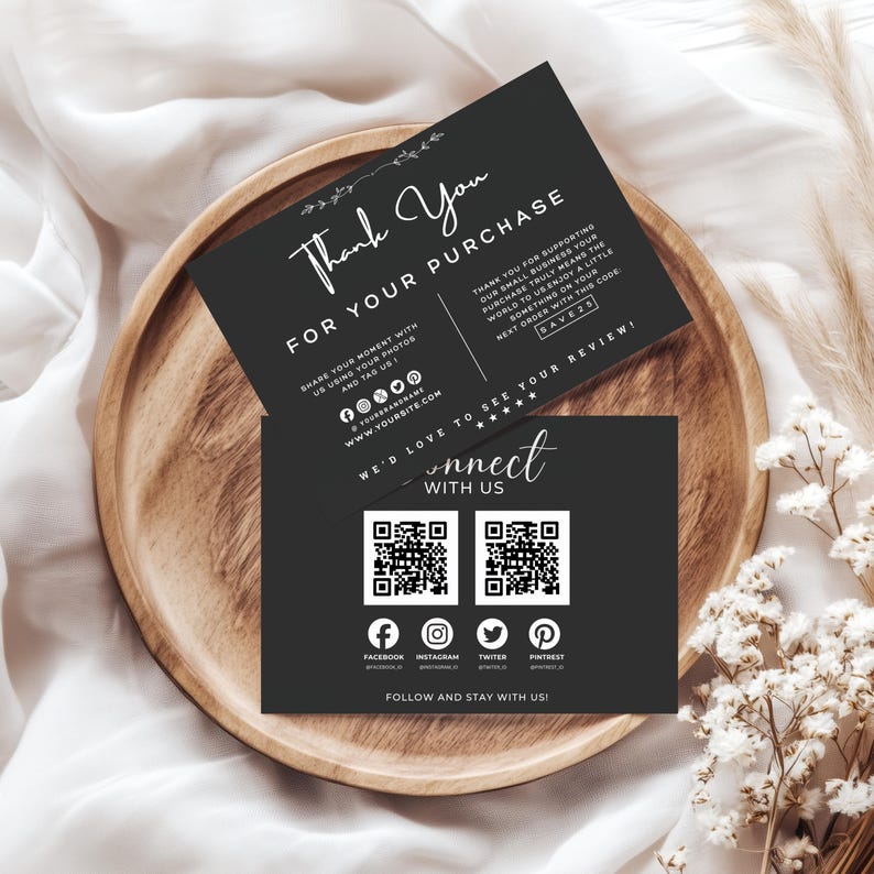 Minimalist Thank You Card Template, Small Business Insert Card ...