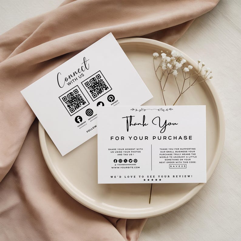 Minimalist Thank You Card Template, Small Business Insert Card ...