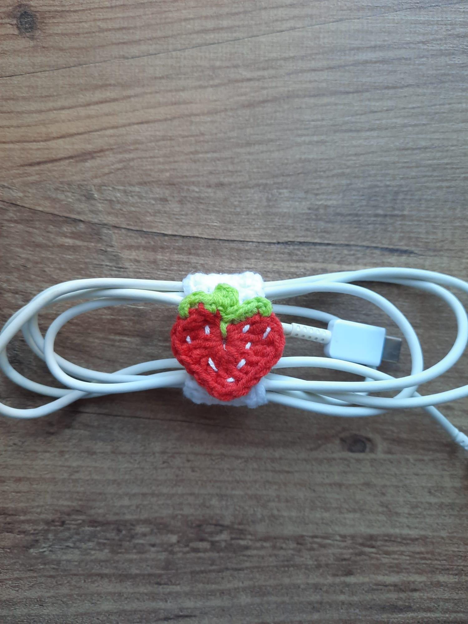 Crochet Strawberry Cable Organizer Pattern: Easy DIY Cord Keeper (PDF ...