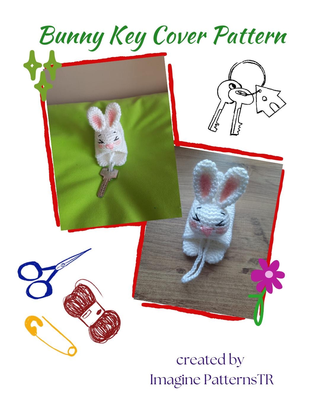 Crochet Bunny Key Cover Pattern: Amigurumi Keychain DIY (PDF Pattern - Etsy