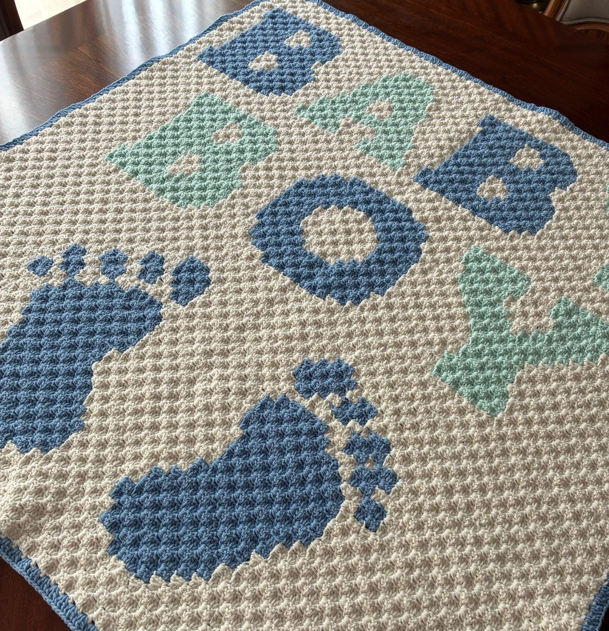 C2C Crochet Baby Boy Blanket Pattern: Striped Nursery Decor (PDF ...