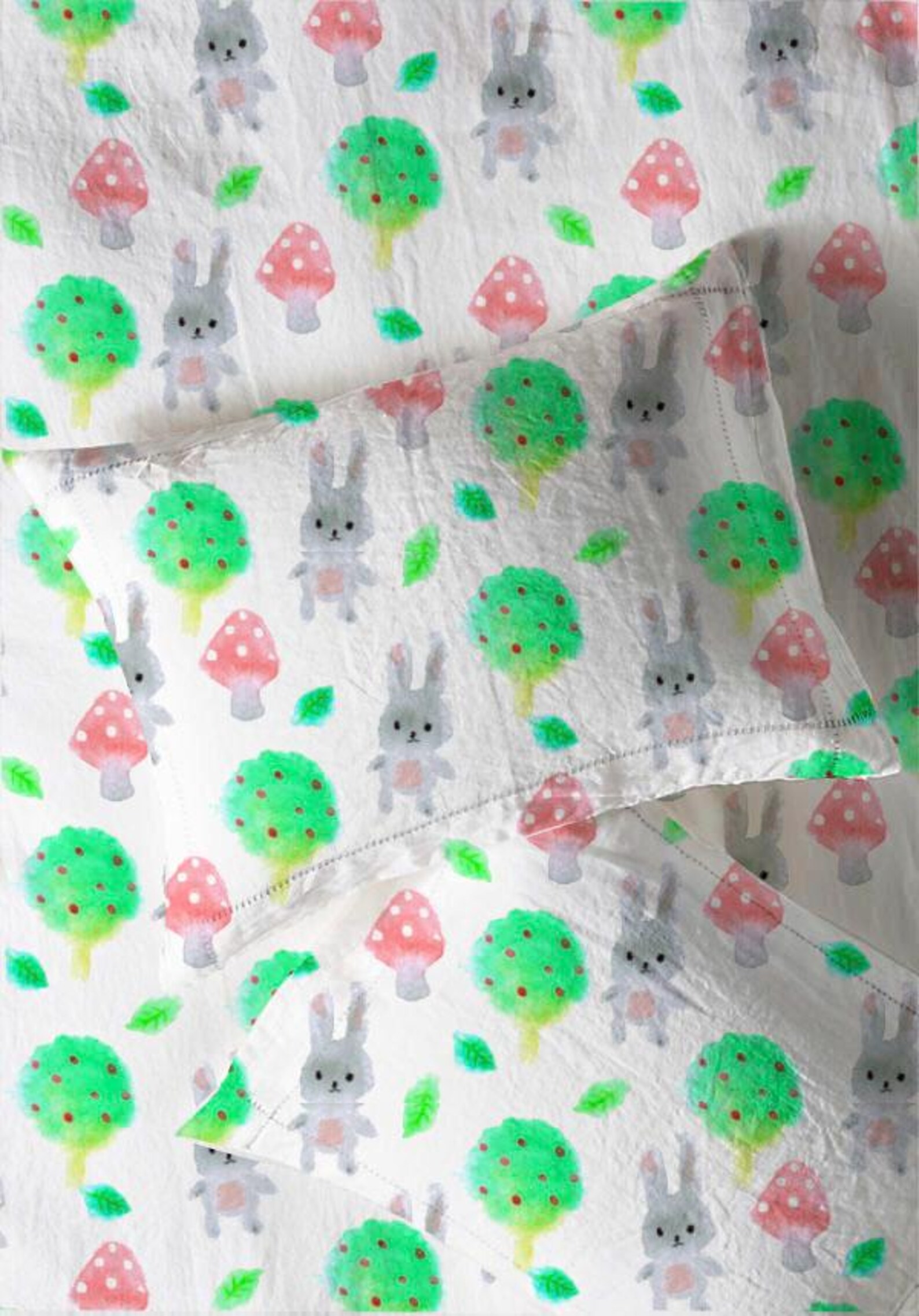 Seamless Bunny Trees and Mushrooms Pattern Woodland Animal Digital ...