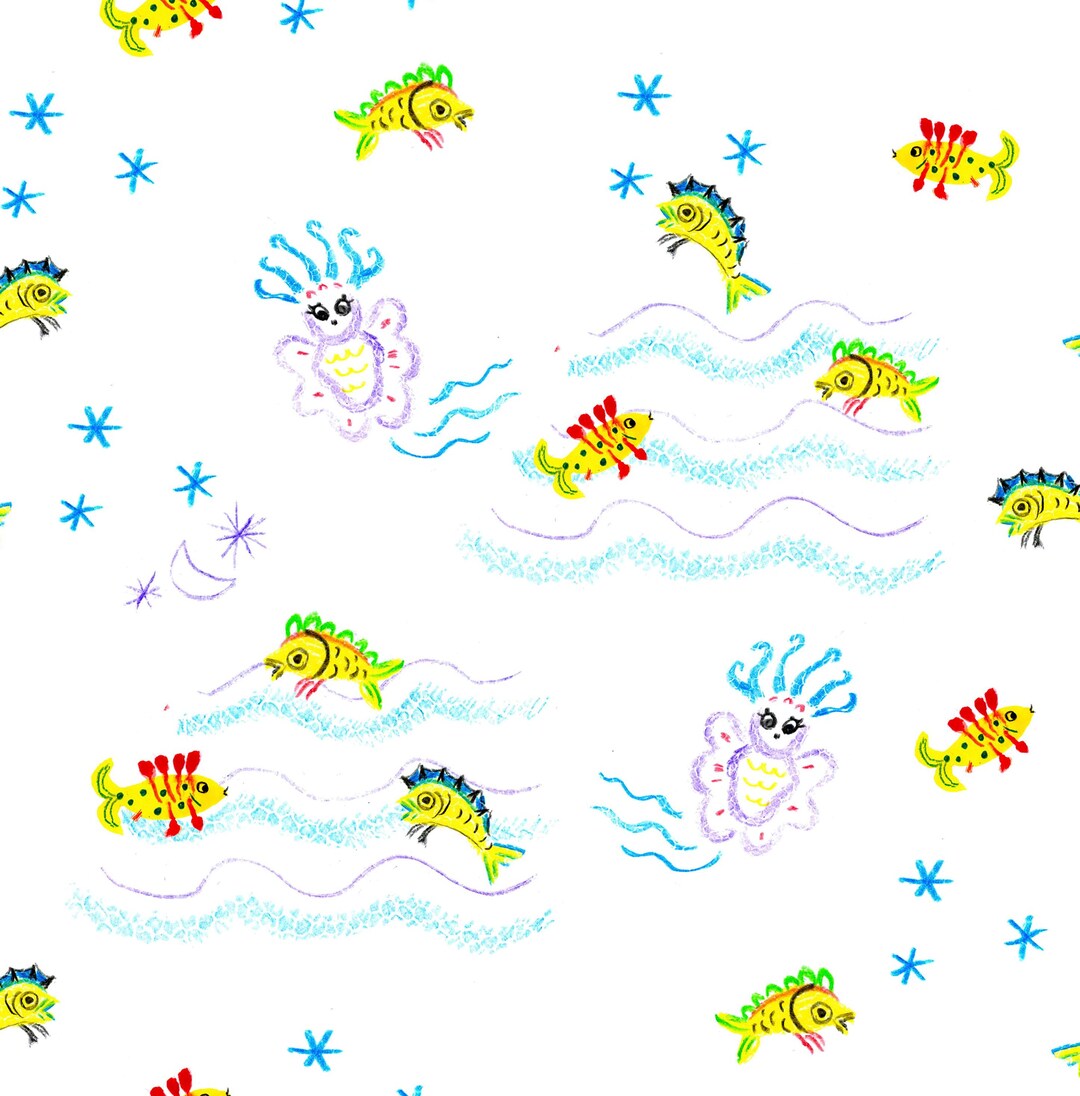 Seamless Small Fish Ocean Pattern Digital Download DIY Projects Fabric ...