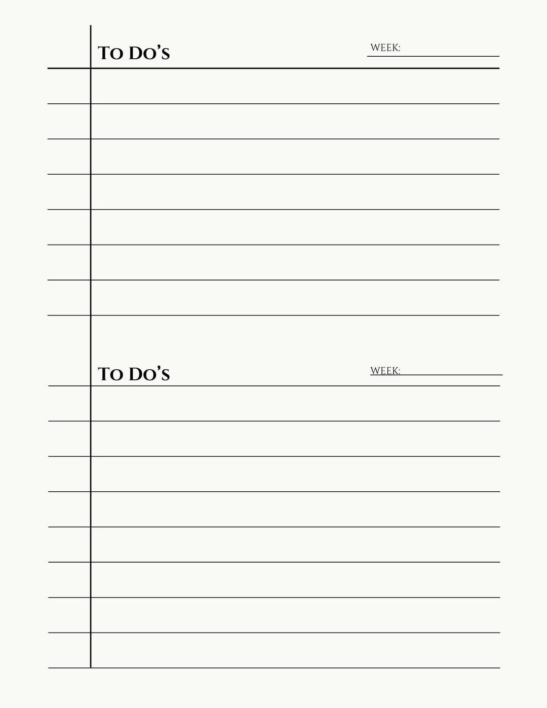 Bi-weekly to Do List, Line Notes, Blank to Do's, Note, Printable List ...