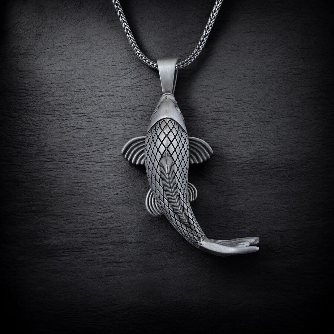 Sterling Silver Koi Fish Pendant: Japanese Necklace, Luck & Prosperity ...