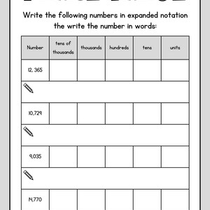 Place Value Worksheet - Etsy