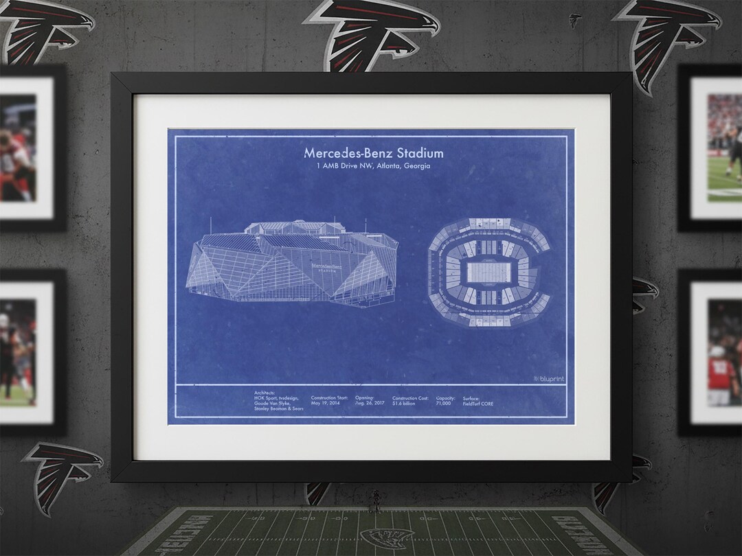 Stadium Blueprint: Mercedes-benz Atlanta - Vintage Falcons Digital Art ...