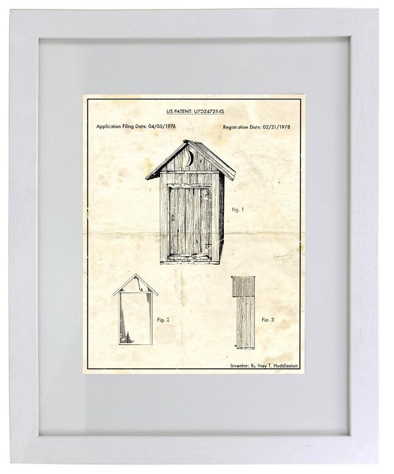8x10 Printable Outhouse Patent Art Print. Downloadable Bathroom Wall ...