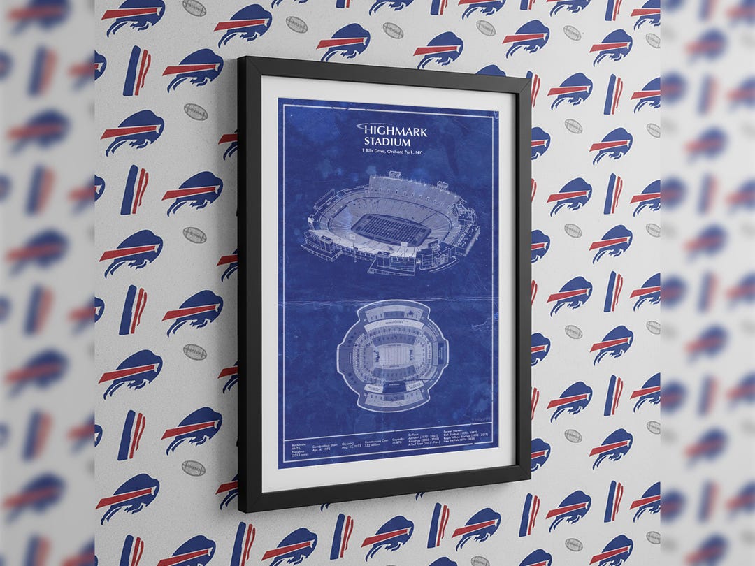 Buffalo Bills Highmark Stadium Blueprint: Vintage Style Digital Print ...