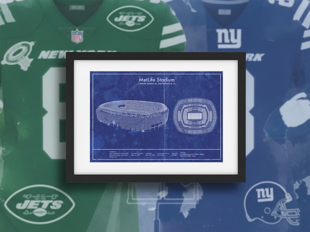 Metlife Stadium Blueprint Art Print, Vintage Football (digital Download ...