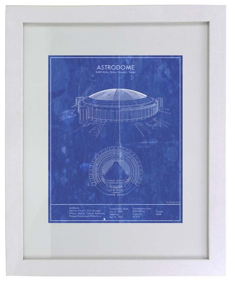 Houston Astrodome 5x7 and 8x10 Printable Blueprint Digital Download ...