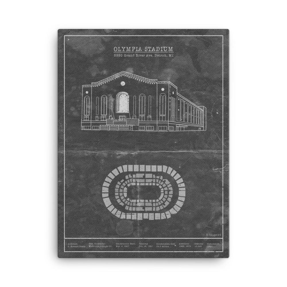 Detroit Olympia Stadium Blueprint: 5x7 and 8x10 Printable Digital ...