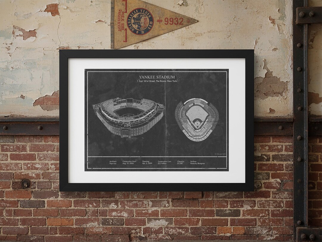 Yankee Stadium Blueprint: Vintage New York Baseball Art Print Download ...