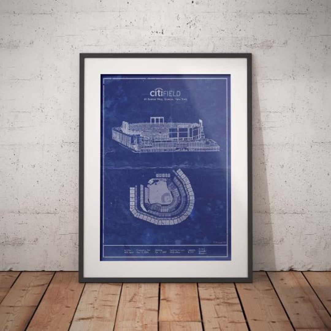 New York Citi Field Blueprint: 5x7 and 8x10 Printable Digital Download ...