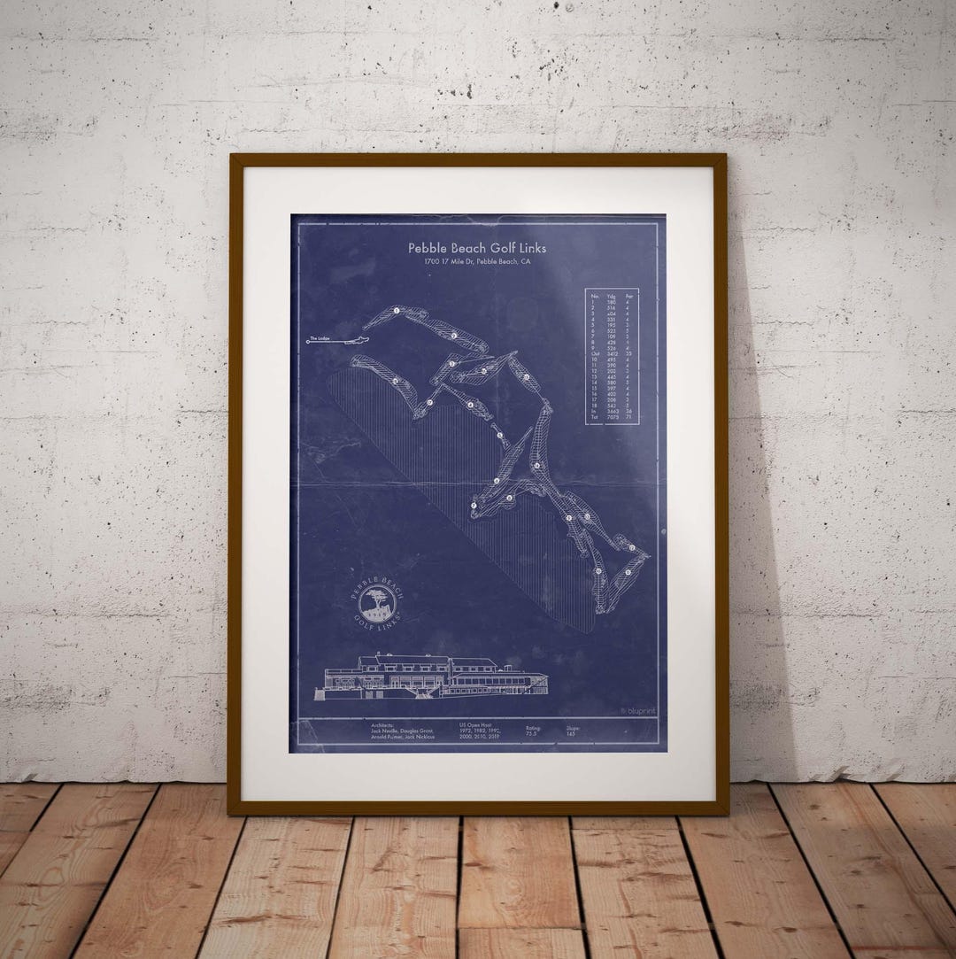 Pebble Beach Course Blueprint: 11x14 and 12x18 Inch Digital Printable ...