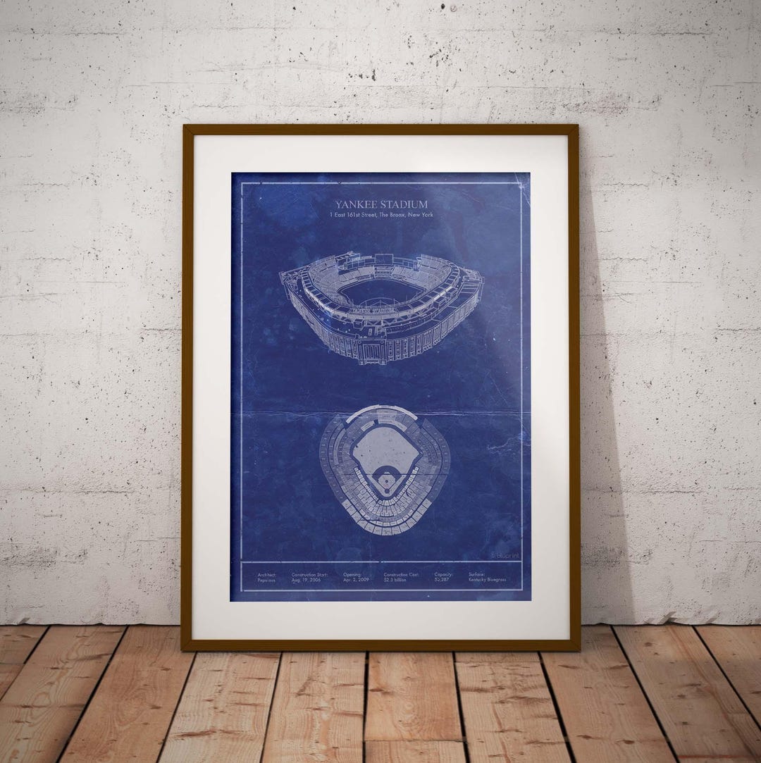 Yankee Stadium Blueprint: Vintage New York Baseball Art - 18x24 Digital ...