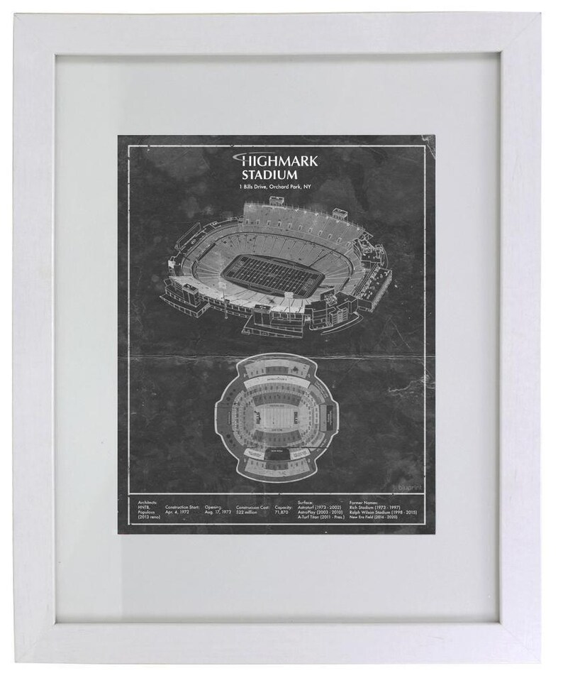 Buffalo Bills Highmark Stadium Blueprint: Vintage Style Digital Print ...