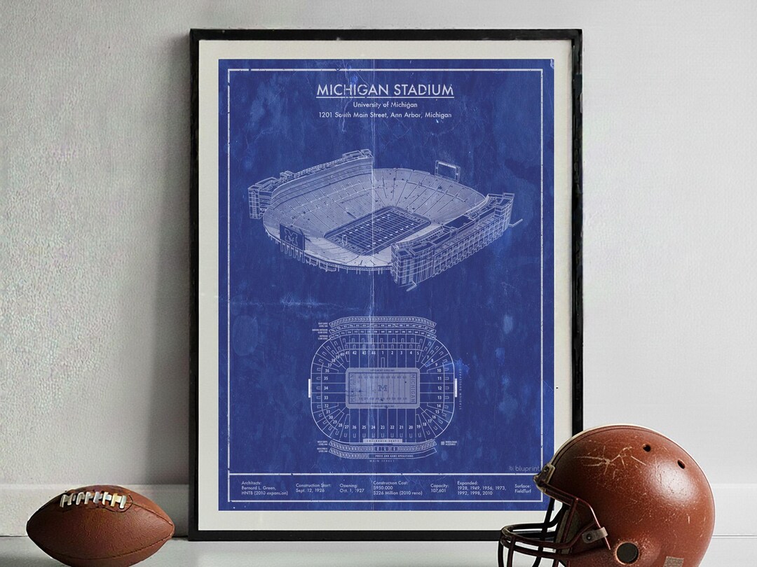 Michigan Stadium Blueprint - Vintage Art of the Big House - Etsy