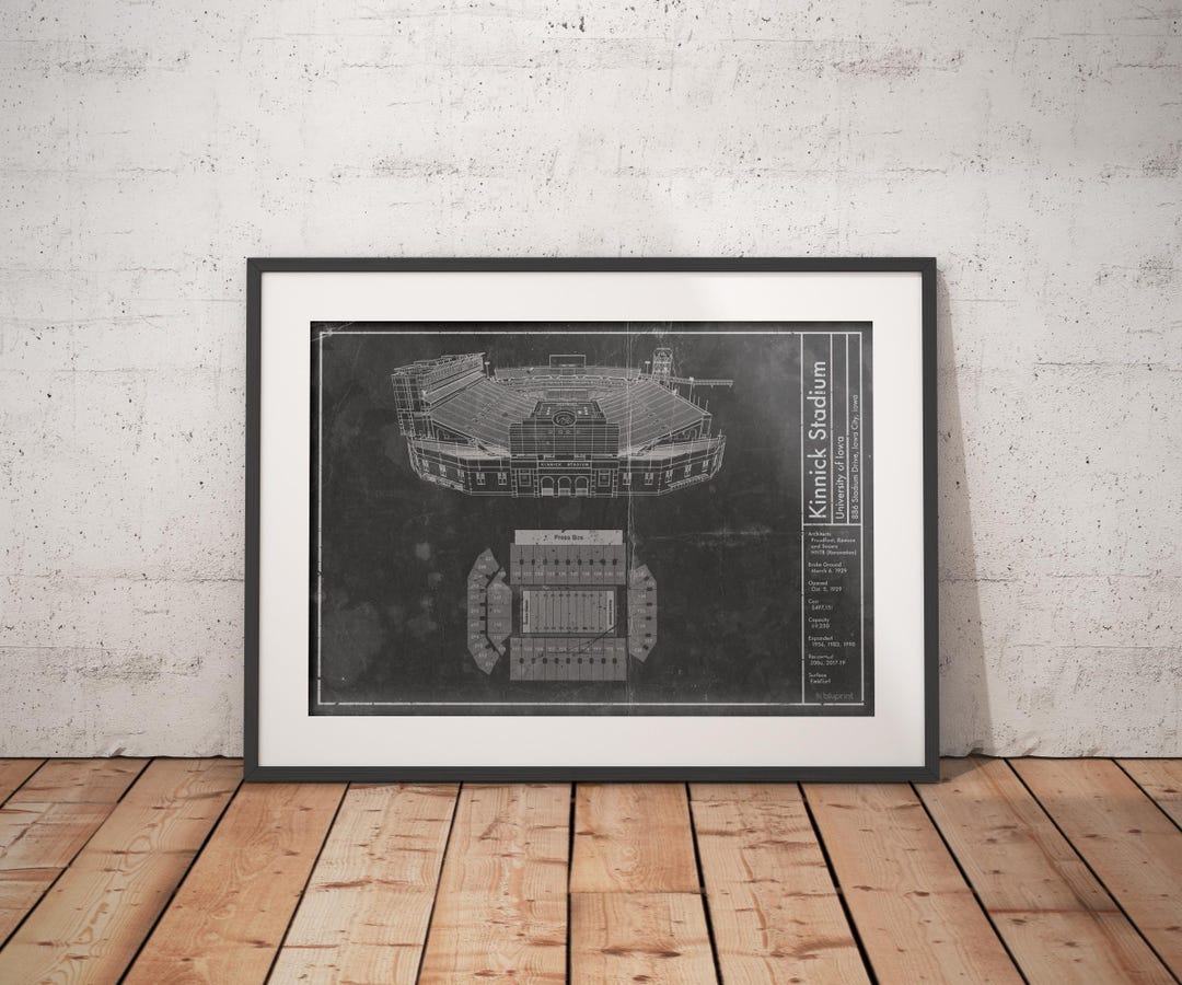 Iowa Kinnick Stadium Blueprint 18x24 Inch Printable Digital Download ...