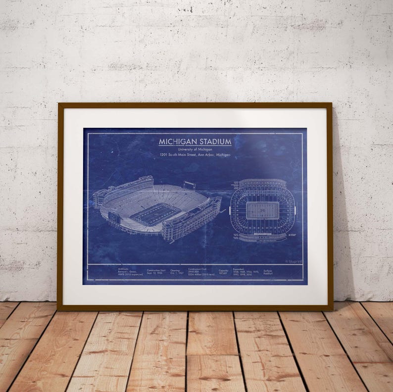 Michigan Stadium Blueprint: 5x7 and 8x10 Printable Digital Download - Etsy
