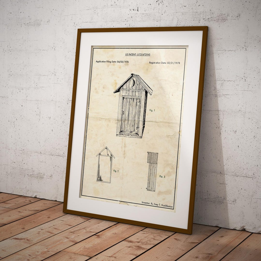 5x7 to 18x24 Printable Outhouse Patent Art Print. Downloadable Bathroom ...