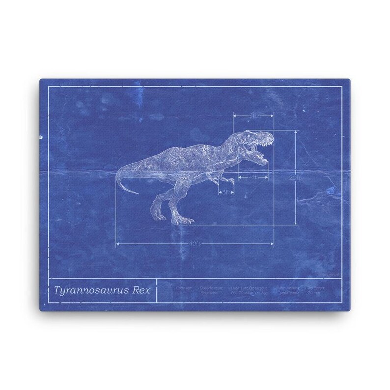Dinosaur Blueprint Print: Tyrannosaurus Rex Art (printable 20x30") - Etsy