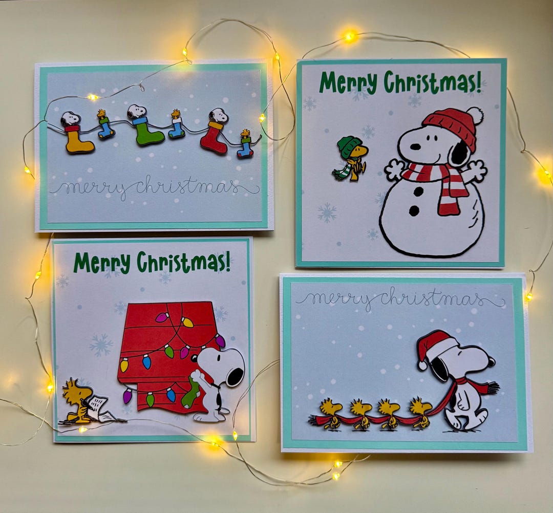 Handmade Snoopy Christmas Cards - Four Options. 3D Elements and ...