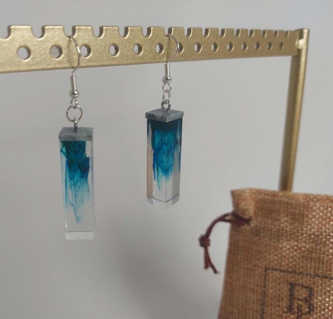 Blue Gradient Resin With Sterling Silver Hardware & Soapstone Cap - Etsy