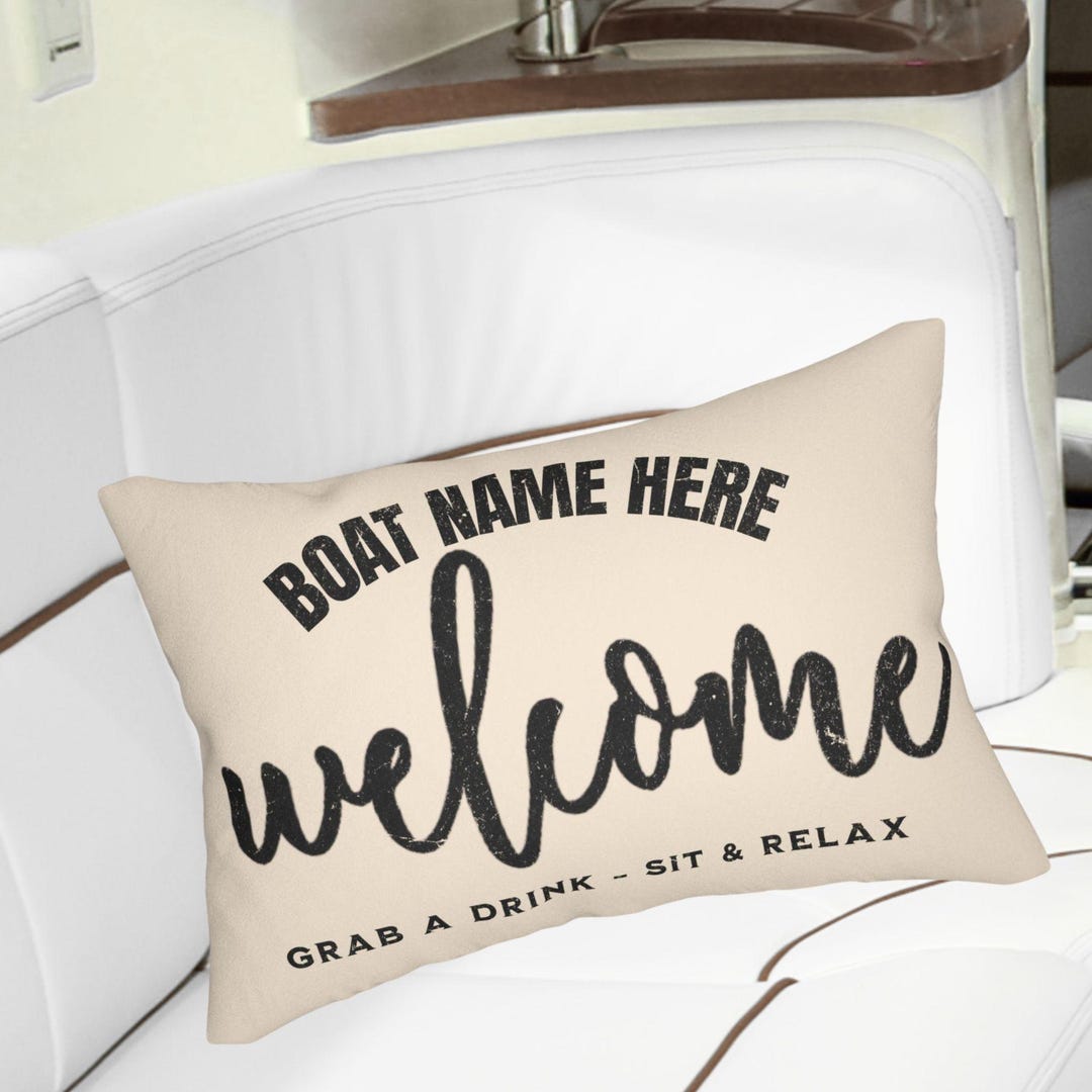Welcome Aboard Personalized Nautical Pillow for Boat, Dock & Lake House ...
