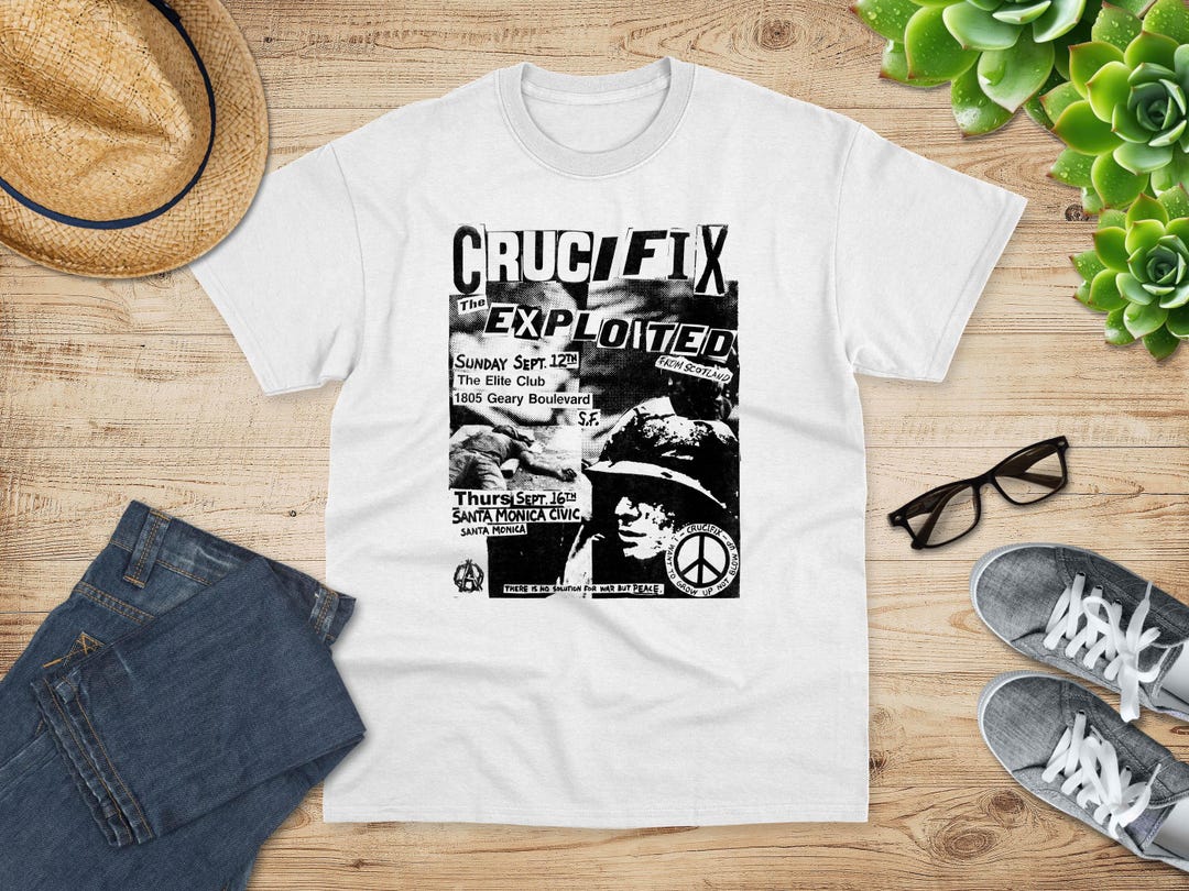 Vintage Exploited and Crucifix Punk Flyer on Tshirt - Etsy