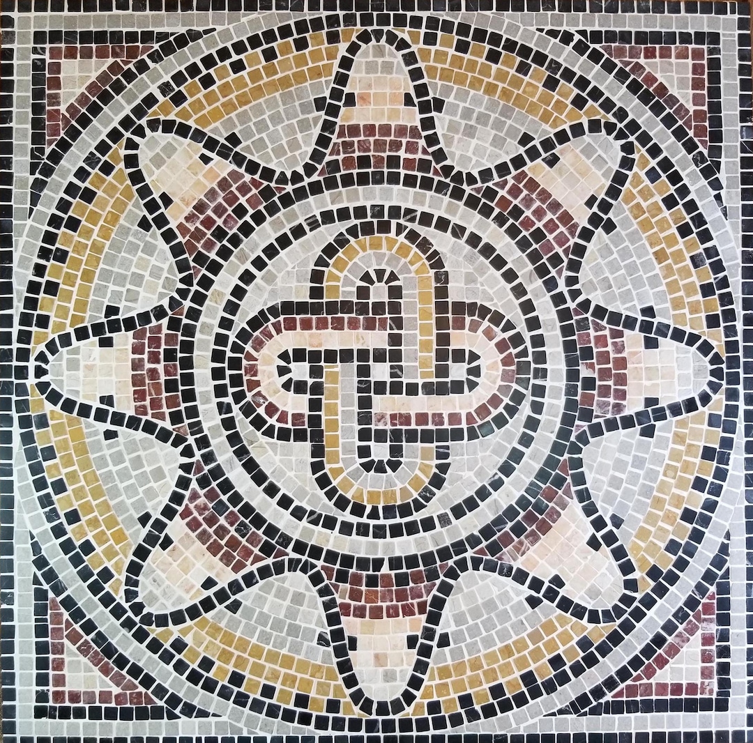 Handcrafted Roman-inspired Mosaic | Solomon's Knot Geometric Design ...