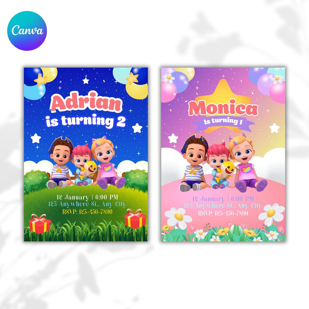 Bebefinn Birthday Invitation, Baby Shark, First Birthday, Printable ...