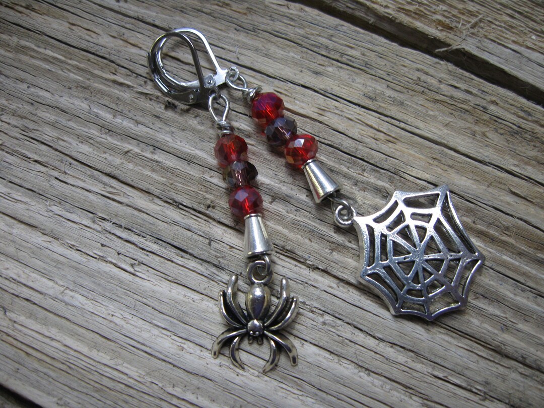 Halloween/spider Web Charm/spider Charm/asymmetrical Dangle Earrings ...
