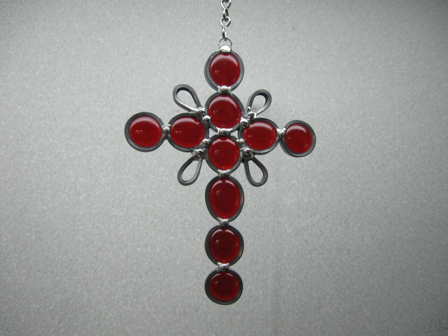 Cross Utilizing Red Glass Nuggets - Etsy