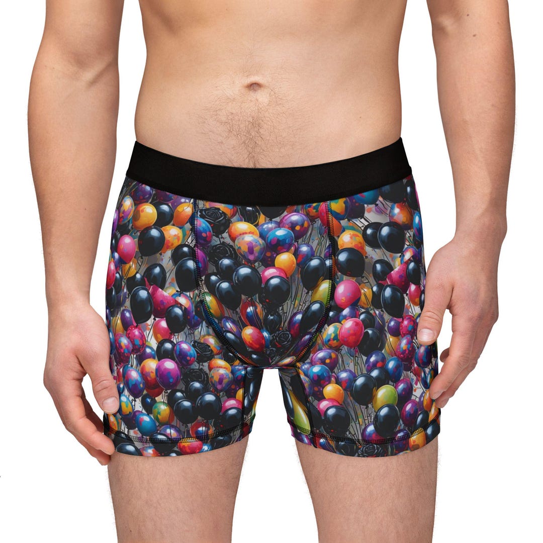 Colorful Balloons Graphic Floral Men's Boxers, Fun Underwear Jogging ...