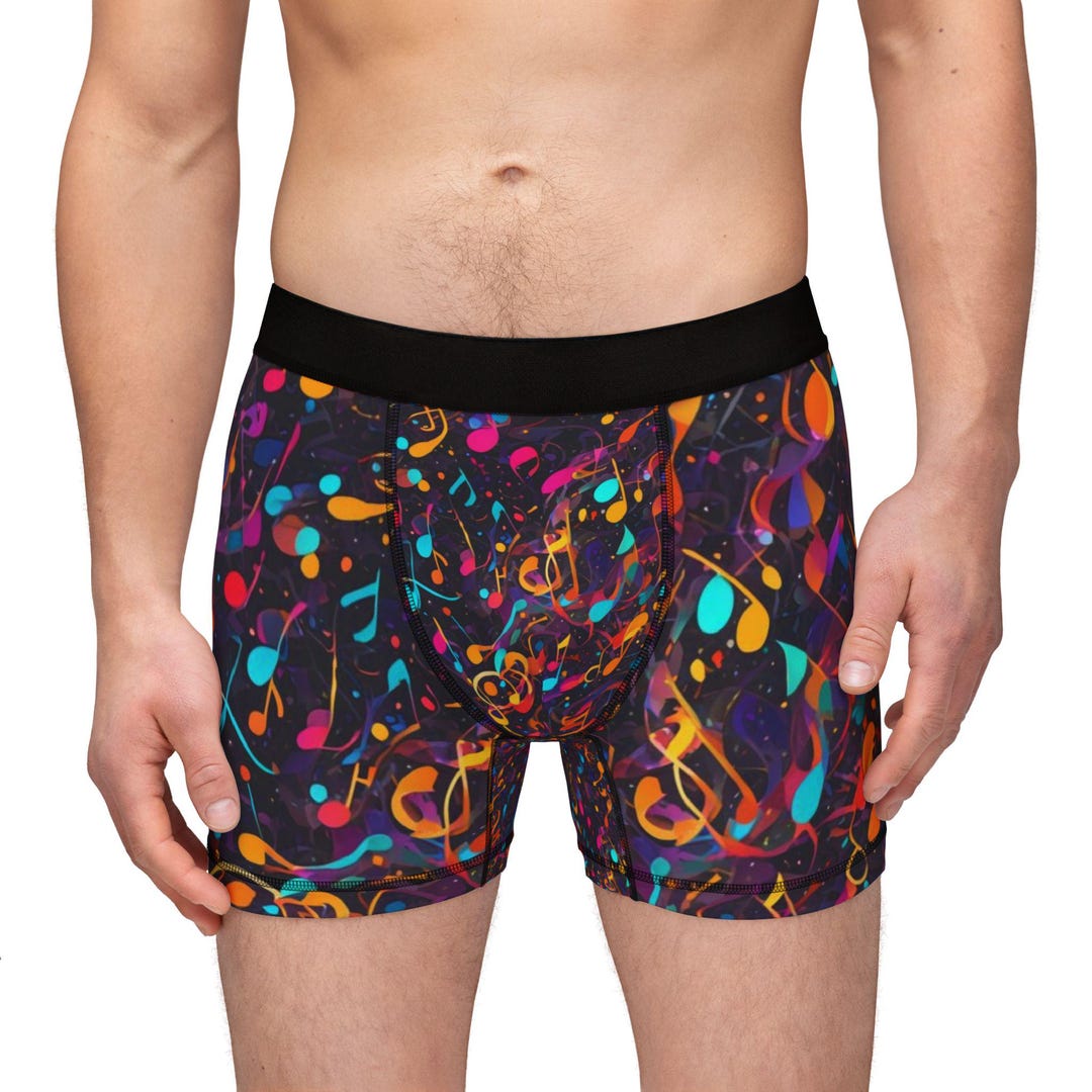 Colorful Music Note Men's Boxers, Fun Valentine Birthday Loungewear ...