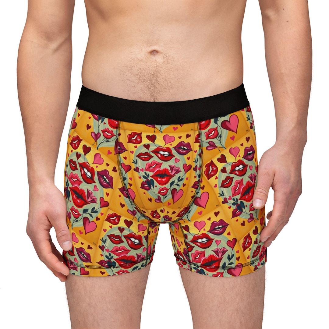 Quirky Floral Lips Hearts Men's Boxers, Fun Gift for Him, Valentine's ...