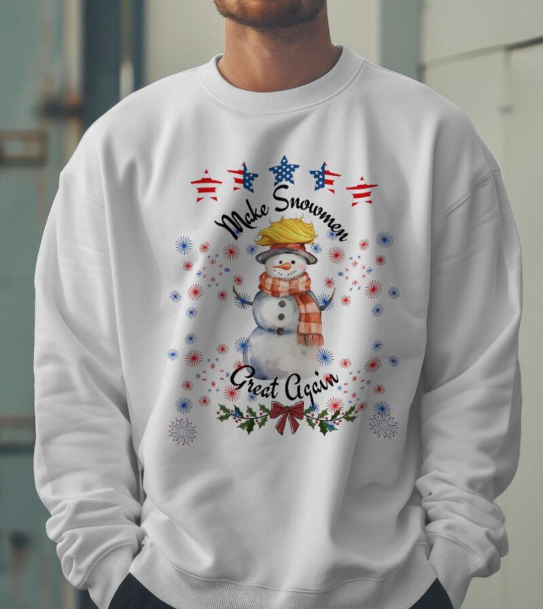 Snowman Trump Inauguration 2025 Crewneck Sweatshirt, Make Snowmen Great ...