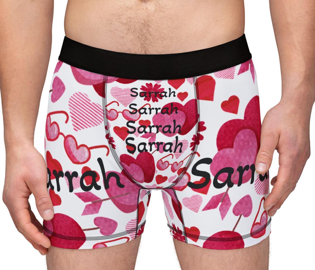Personalized Heart-themed Men's Boxers, Funny Gift for Him, Romantic ...