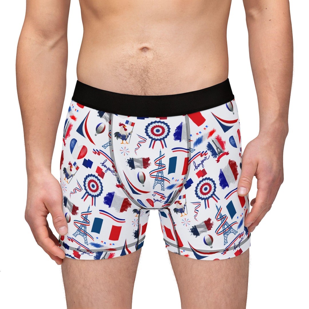 French Flag Print Men's Boxers, Eiffel Tower Theme Underwear, Travel ...