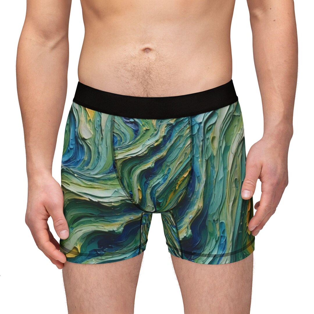 Unique Ocean Abstract Men's Boxers, Artistic Valentine Underwear for ...