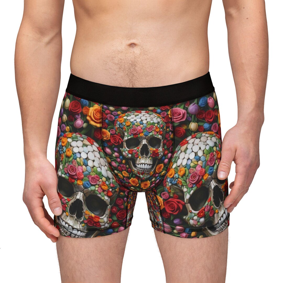 Colorful Skull Men's Boxers, Unique Men's Underwear, Fun Men's Gifts ...