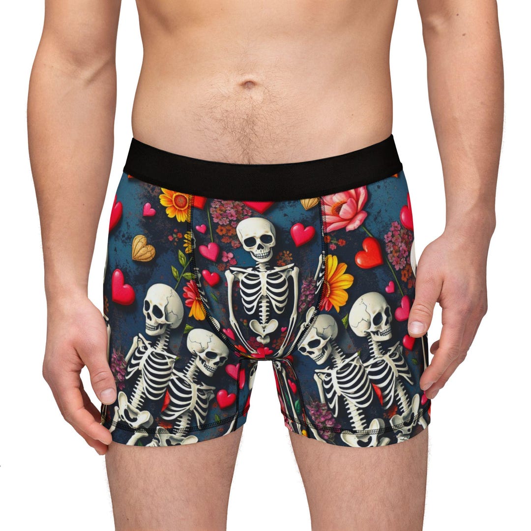 Skeleton Romance Men's Boxers, Fun Underwear for Halloween, Valentine ...